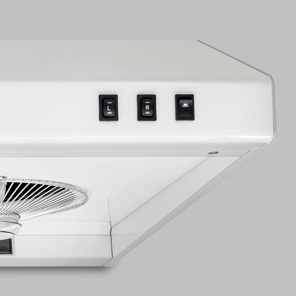 Pacific Economy Under Cabinet Ducted Range Hood 30 inch - CFM550 Powerful 2-Speed Wall Mount Kitchen Vent Hood - Electric Hood with Lighths, Filterless, White PR1230BW