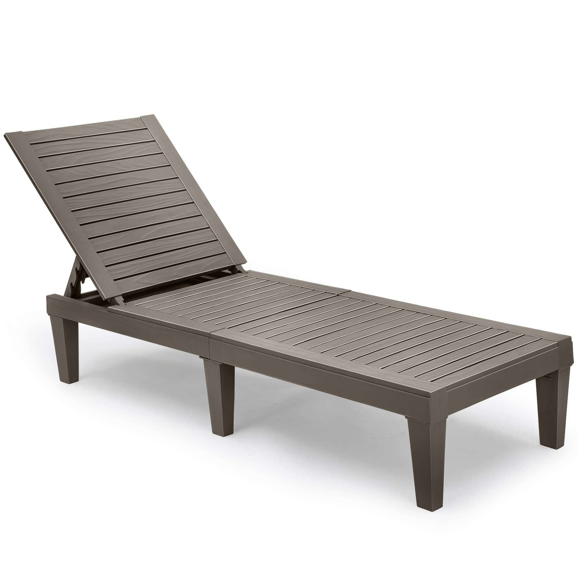 YITAHOME Chaise Outdoor Lounge Chairs with Adjustable Backrest, Multi-Functional Patio Loungers Easy Assembly & Lightweight, Waterproof Poolside Chaise Lounge with 265lbs Capacity - Taupe