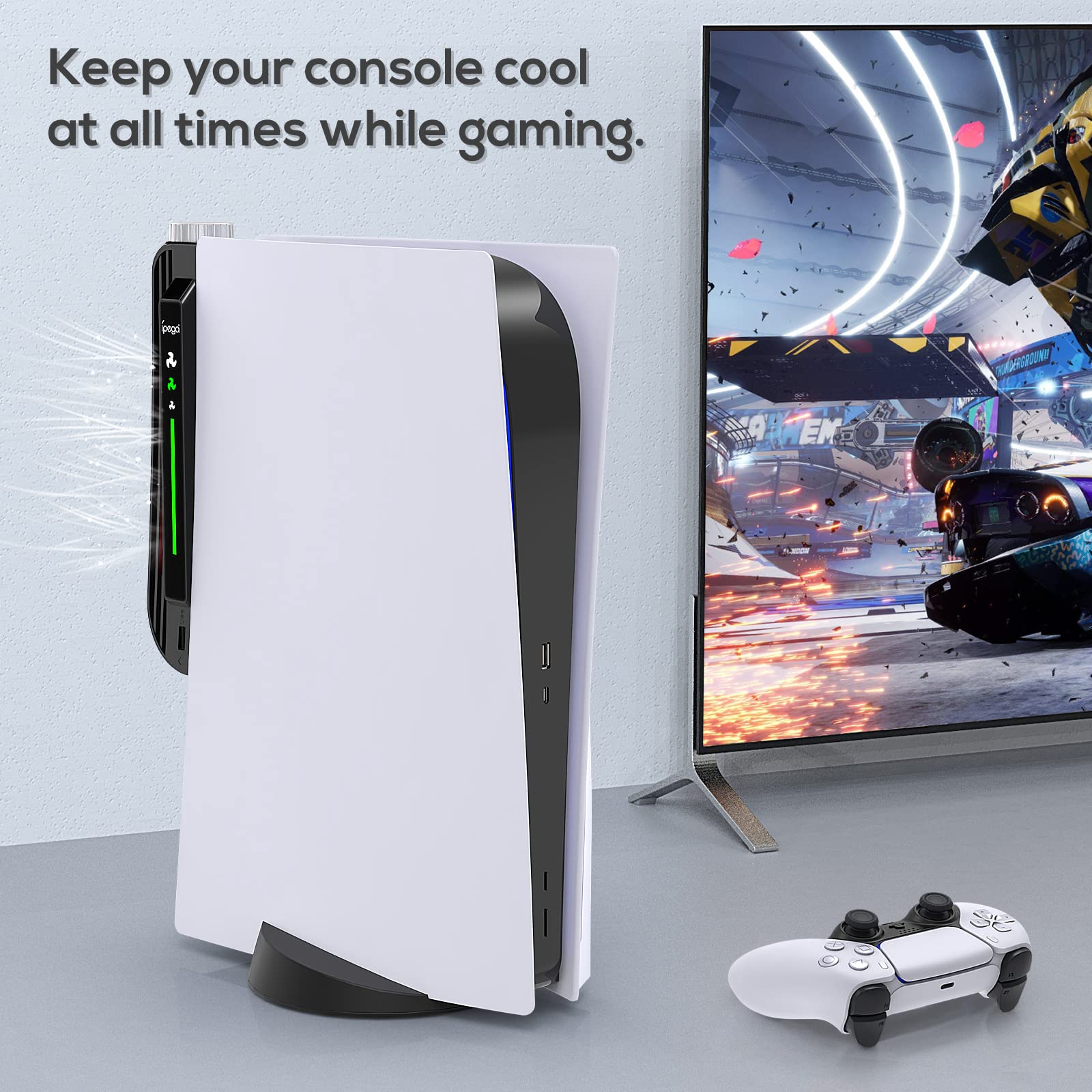 Upgraded Cooling Fan Accessories for PS5, YUANHOT Cooling System Cooler Fan for PS5 Disc and Digital Edition - Black