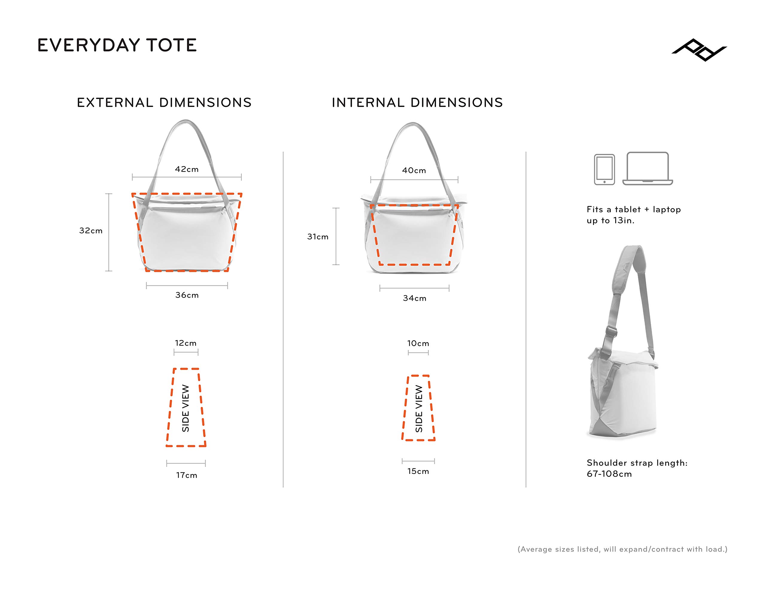 Peak Design Everyday Tote V2 15L Bone for Travel or Photo Carry (BEDT-15-BO-2)