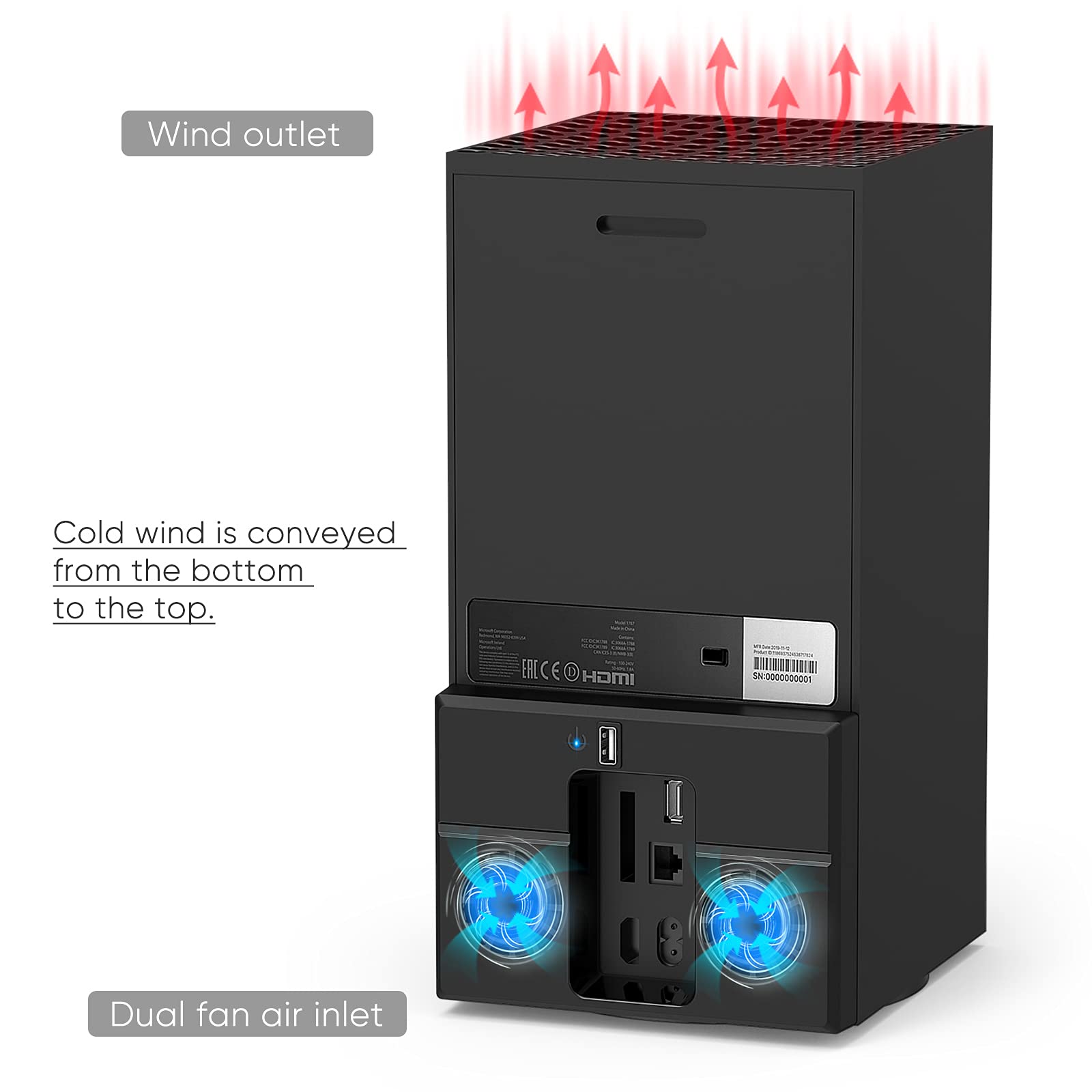 Upgraded RGB Cooling Fan for Xbox Series X with Dust Cover Accessories & USB Cooling Fan Compatible with Xbox Series X Console
