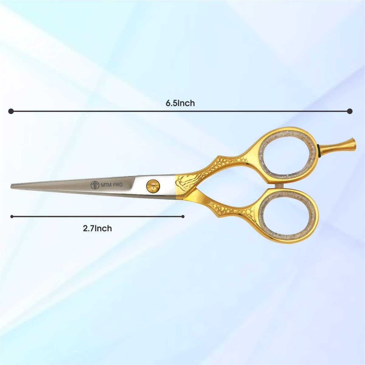 MTM PRO Hair Cutting Scissors,6.5 Inch Professional Stainless Steel Barber Hair Scissors,for Both Salon and Home Use (Golden Handle)