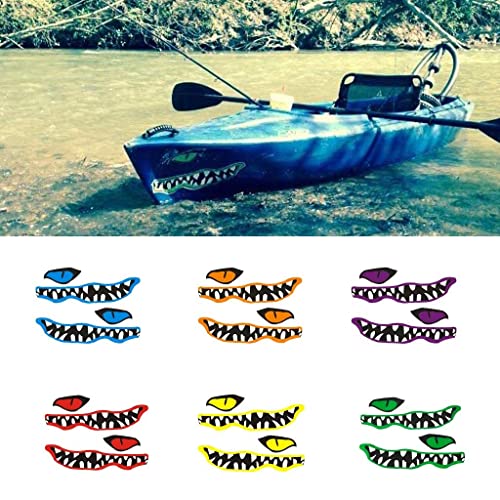 simhoa 1 Pair River Monster Mouth & Eye Decal Stickers for Kayak Canoe Boat - Green