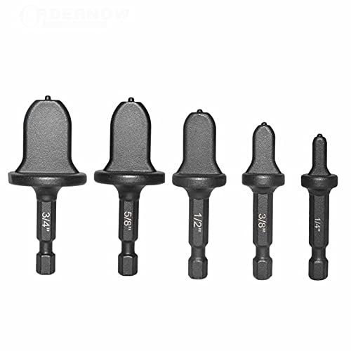Yakamoz 5pcs Copper Pipe Swaging Tool Copper Tube Expander 1/4" Hex Shank Drill Bit Flaring Set for HVAC Air Conditioner Repairing Swage Tools