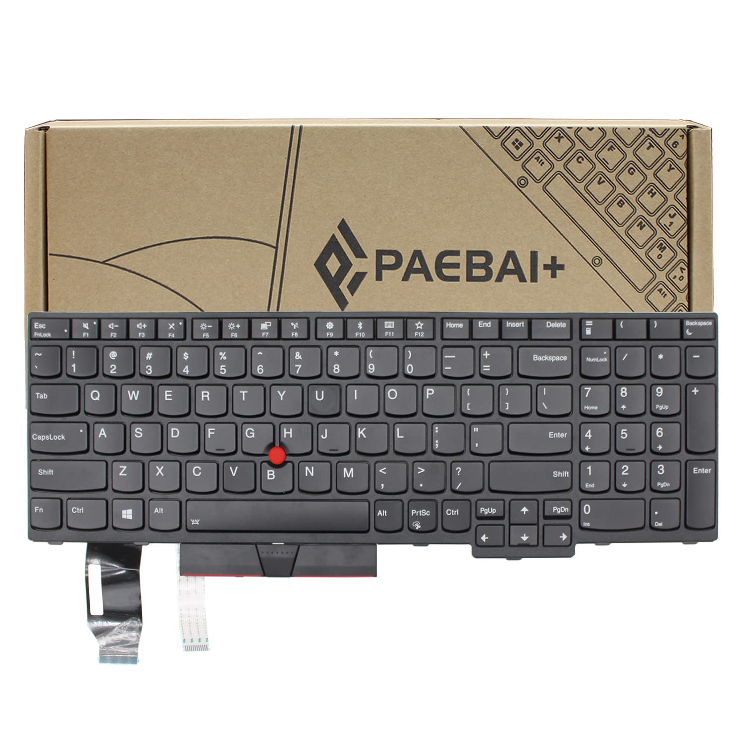 PAEBAI+ Replacement Laptop Keyboard Backlit for Lenovo ThinkPad E580 E585 T590 E590 E595 L580 P52 P53 P72 P73, with Frame Pointer Backlight US Layout