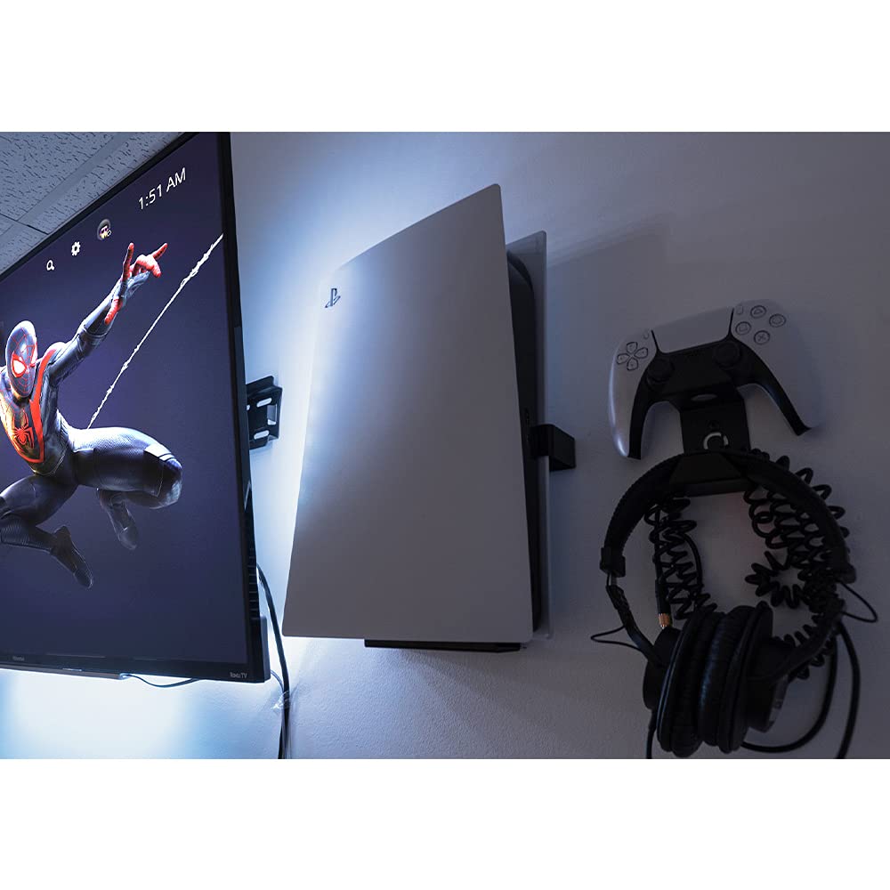 PS5 / PlayStation 5 Wall Mount - 7.5" H x 2.75" W x 10.8" D | Steel Mounting Bracket for PS5 / PlayStation 5 Digital Edition Console | Gaming Mount for Wall | Oeveo | Made in America