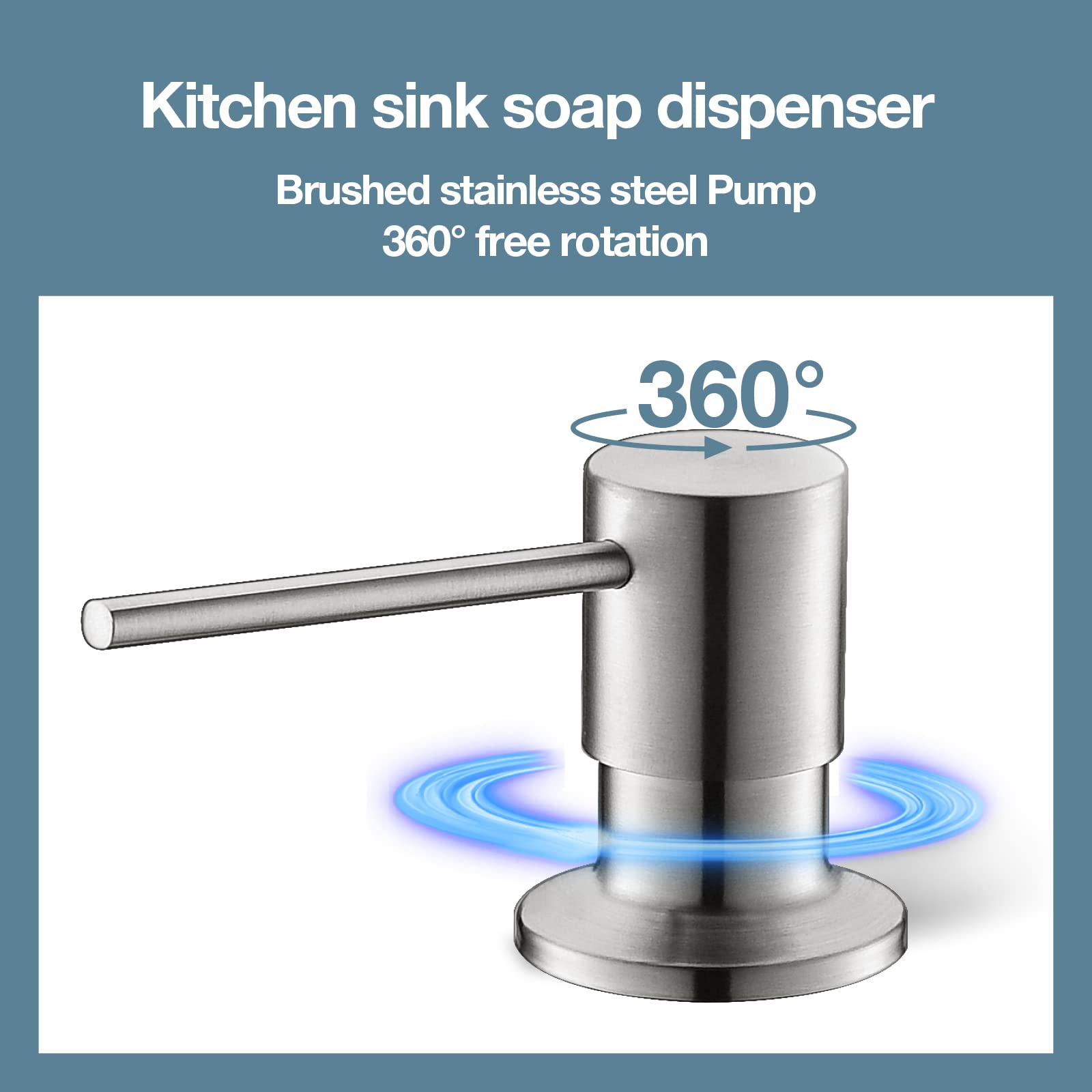 Soap Dispenser for Kitchen Sink, OUEN Brushed Nickel Built in Pump Soap Dispensers, Stainless Steel Sink Soap Dispenser or Lotion Dispenser Pump with Above the Sink Refillable 17OZ Large Liquid Bottle