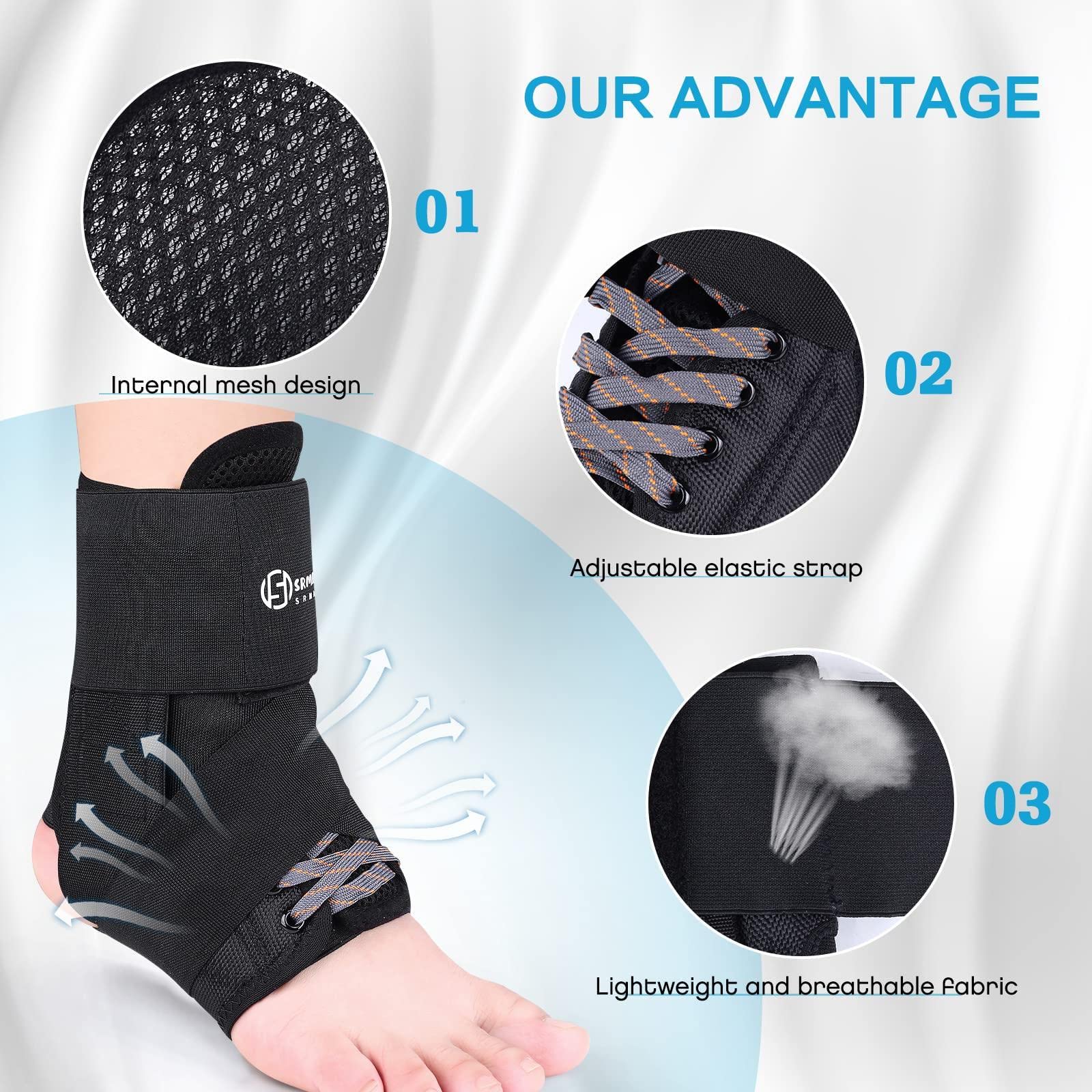 vercarnon Ankle braces [𝟮𝟬𝟮𝟮 𝙐𝙥𝙜𝙧𝙖𝙙𝙚] Lace Up ankle brace for Men & Women Ankle Stabilizer support for Basketball,Running, Volleyball, Injury Recovery, Achilles, Tendon