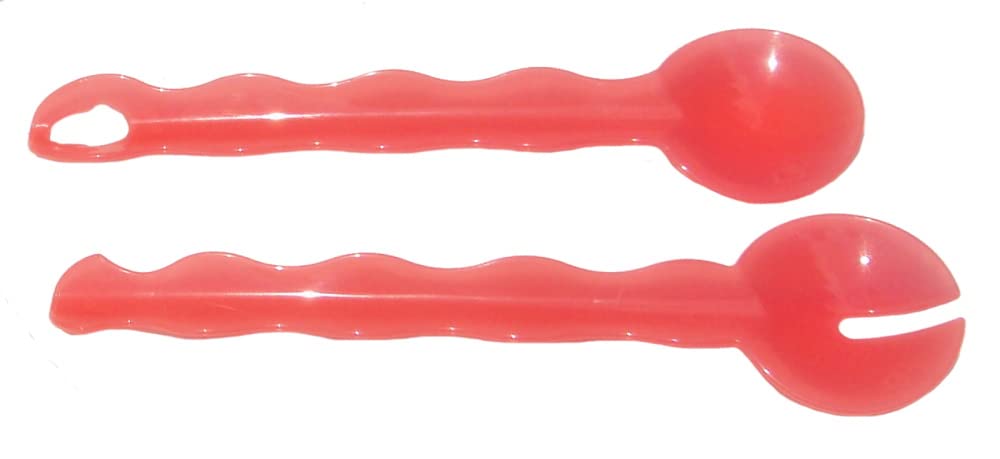 Tupperware Impressions Salad Serving Set Tongs Interlocking Spoons Watermelon Red