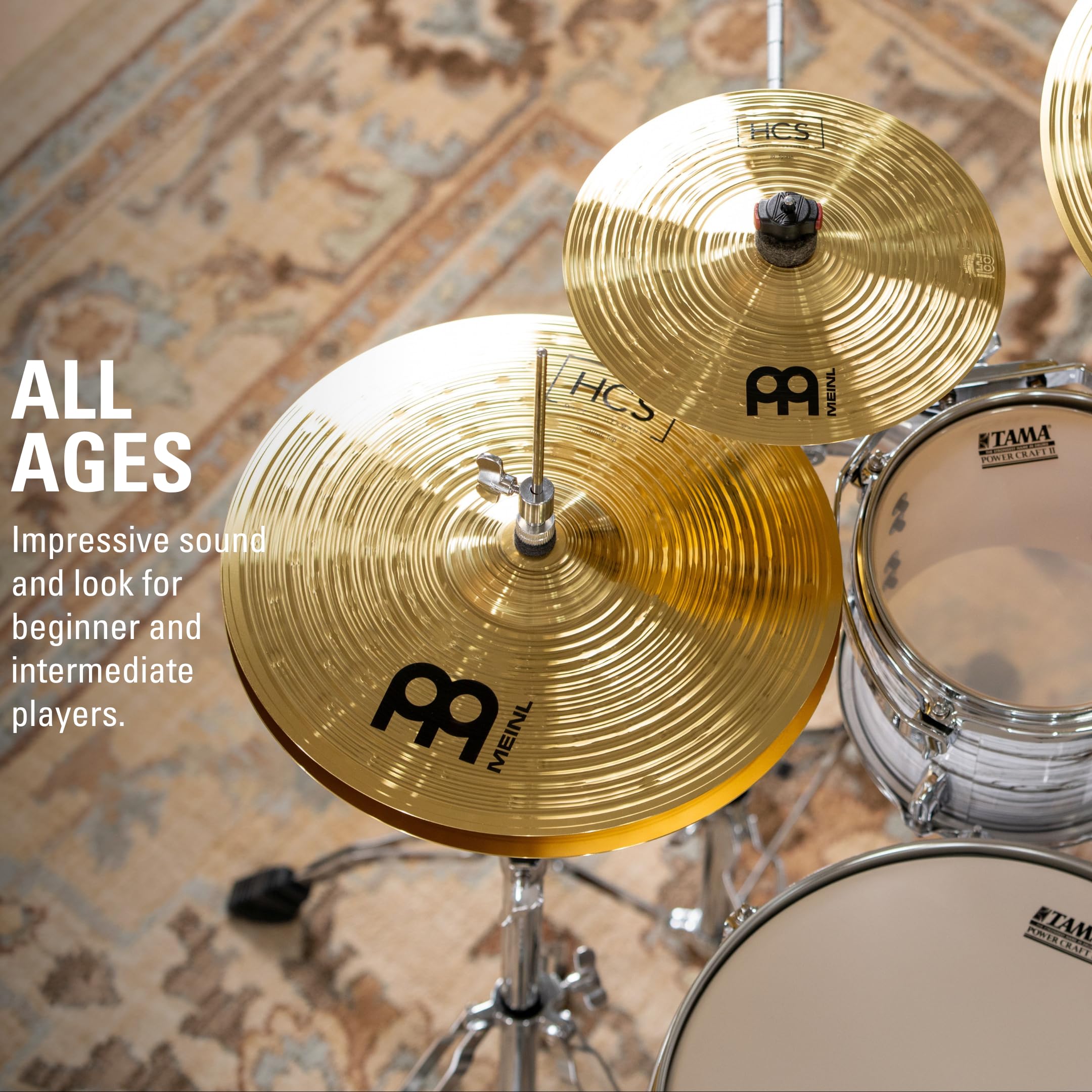 Meinl 14” Hihat (Hi Hat) Cymbal Pair – HCS Traditional Finish Brass for Drum Set, Made In Germany, 2-YEAR WARRANTY (HCS14H)
