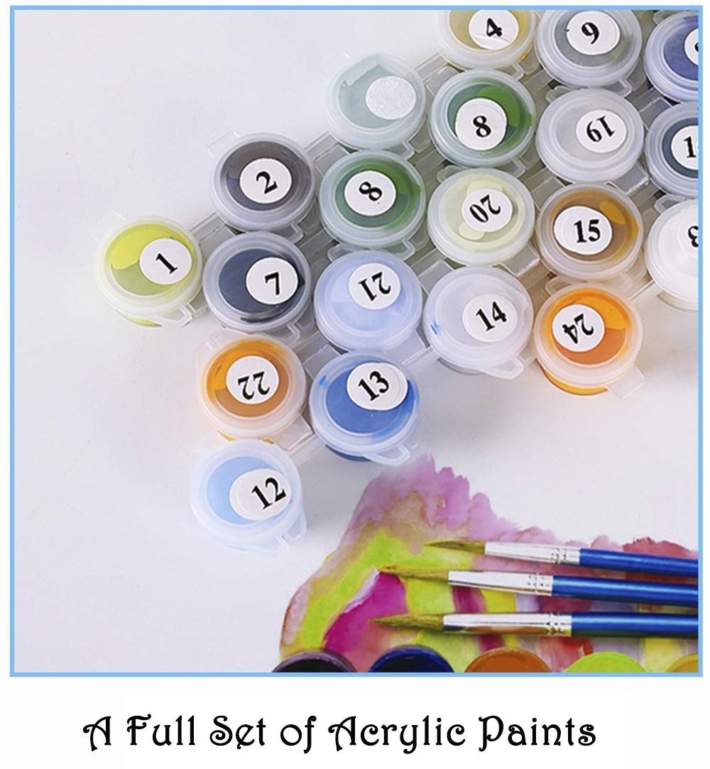 Paint by Numbers for Adults & Kids Easy for Beginner Ages 8-12 Flowers DIY Acrylic Paint Oil Painting on Canvas Drawing Paintwork Paintbrushes Art Crafts Wall Art Decorations 16"x20" Frameless