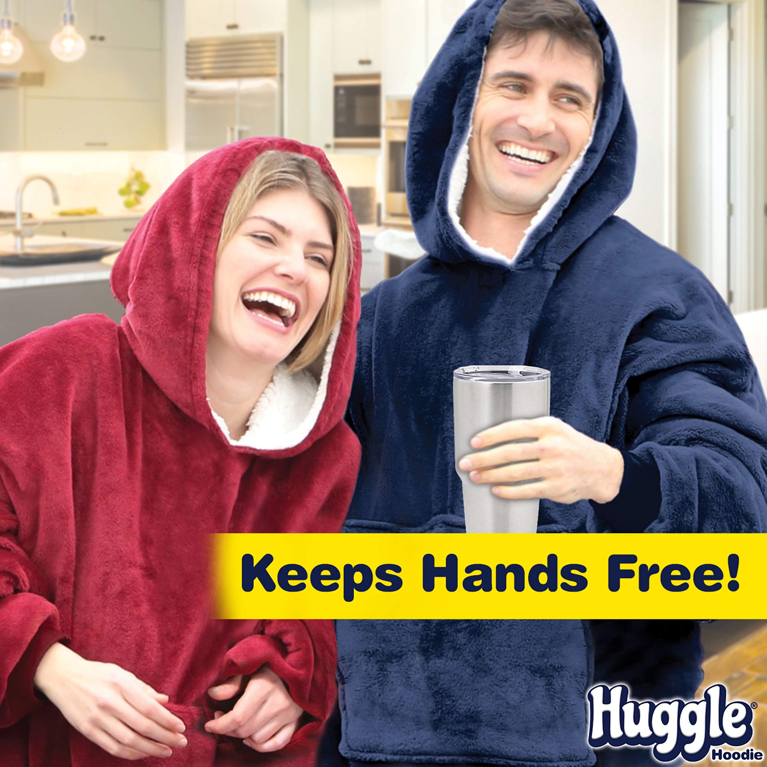 Ontel Huggle Hoodie, Ultra Plush Blanket, Blue, One Size