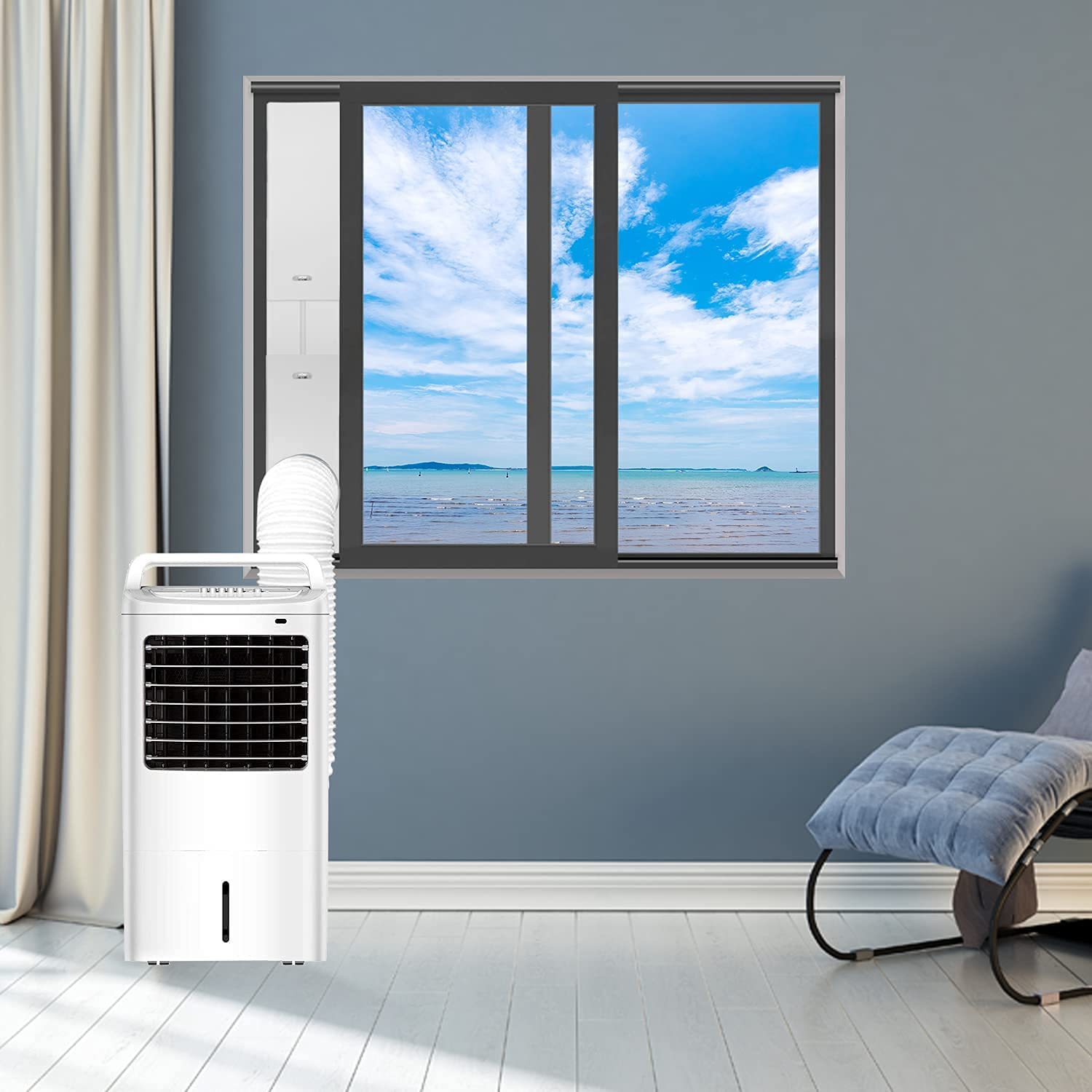 Portable AC Window Kit with 5.9β Exhaust Hose for Sliding Window, Adjustable Air Conditioner Window Vent Kit for Ducting AC Seal Panel for Horizontal&Vertical Window