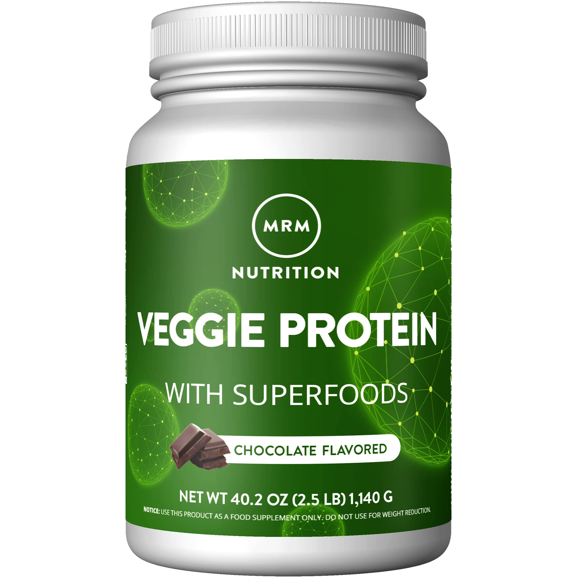 MRM - Veggie Protein Powder, Protein Source for Vegans, Gluten-Free & Preservative-Free, Non-GMO Verified - Chocolate - 2.5 lbs