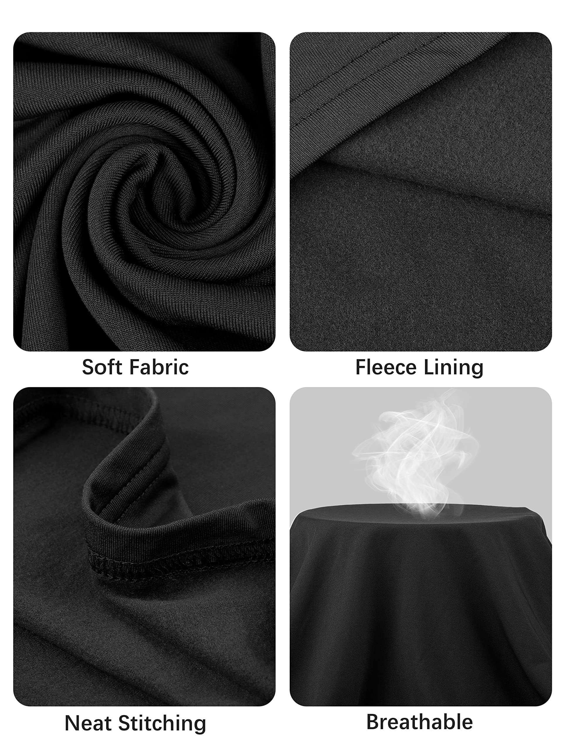URATOT 2 Sets Men's Thermal Underwear Set Fleece Lined Thermal Underwear Soft Long Johns Top Bottom Set for Men Cold Winter Black