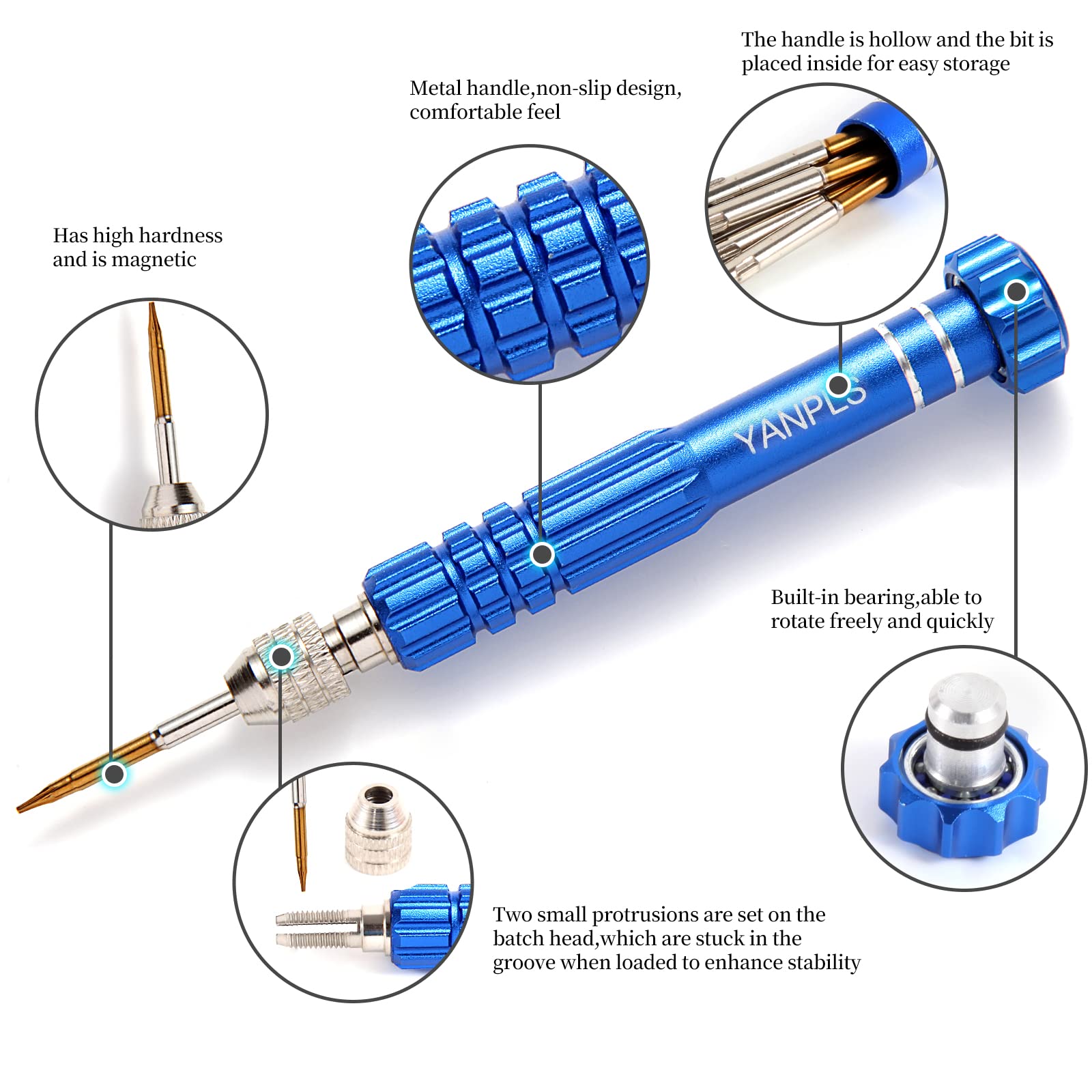 YANPLS Small Watch Eyeglass Screwdriver Set, Micro Precision Eyeglass Repair Screwdriver Kit Small Screwdriver Set for Electronics、Sunglasses、Jewelry(blue)
