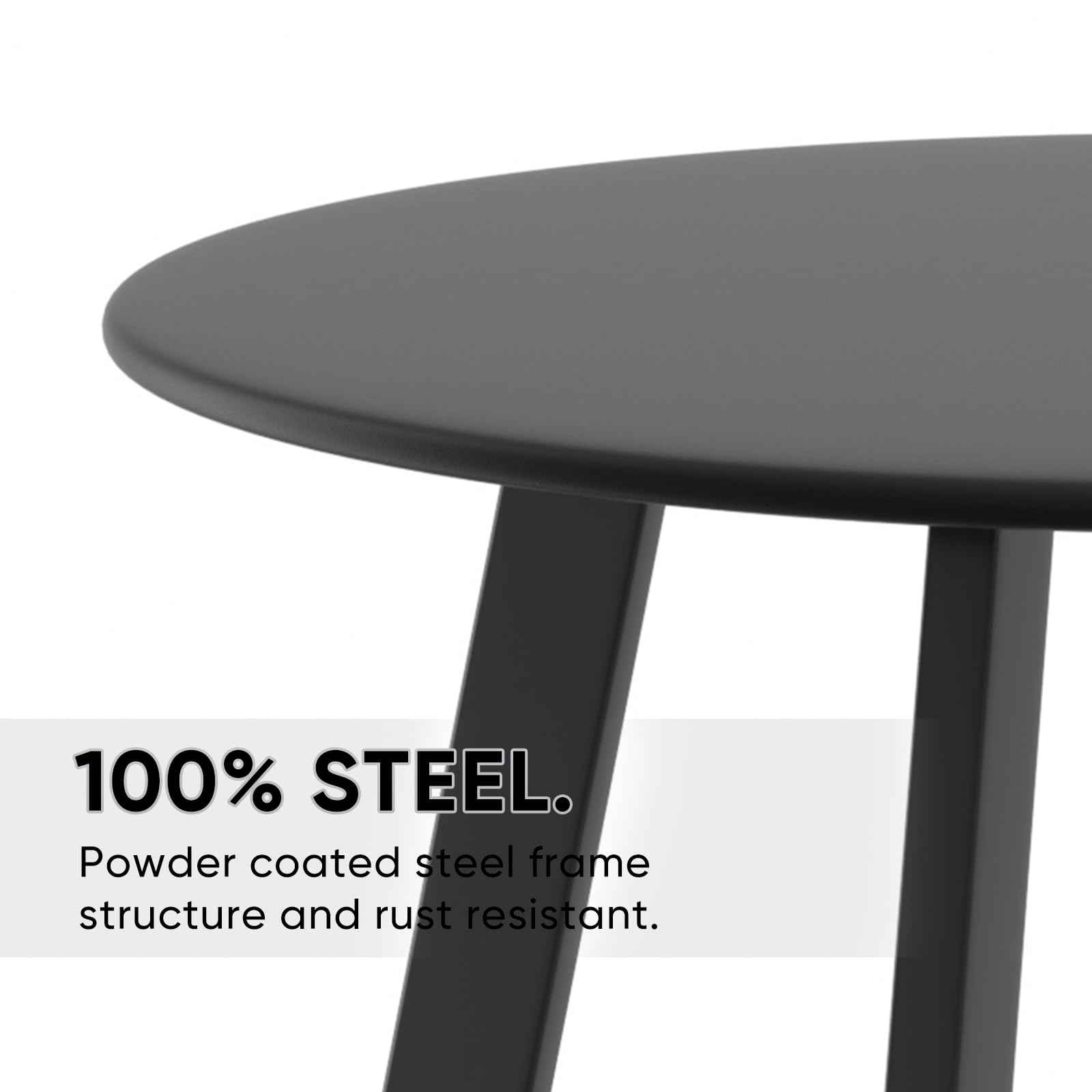 Nalupatio Patio Round Outdoor Coffee Table Side Table Round end Table Weather Resistant Steel Large/Normal Round End Table Outdoor Side Table for Balcony, Porch, Deck, Poolside Yard Garden