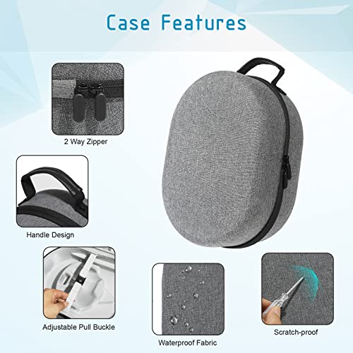 Zortwury Hard Carrying Case Compatible with Oculus/Meta Quest 2 Accessories VR Gaming Headset Touch Controllers & Lens Protector Accessories, Suitable for Travel and Home Storage (Grey)
