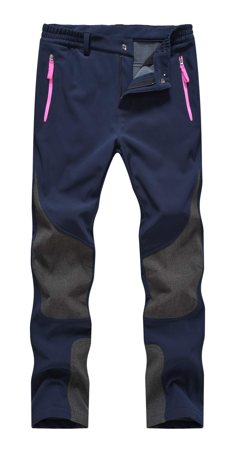 Rdruko Women's Outdoor Waterproof Windproof Fleece Slim Cargo Snow Ski Hiking Pants(Navy, US M)