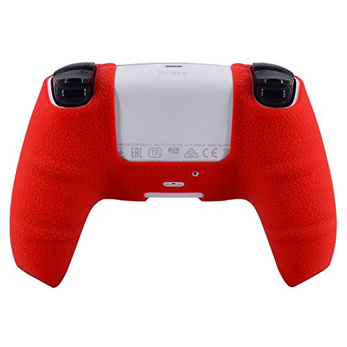 PS5 Controller Cover,Hikfly Silicone Grip for Sony PlayStation5 Controller Skin Protector Faceplates Kits Video Games Pack 2 Covers with 8pcs Thumb Grips Caps(Red,Blue)
