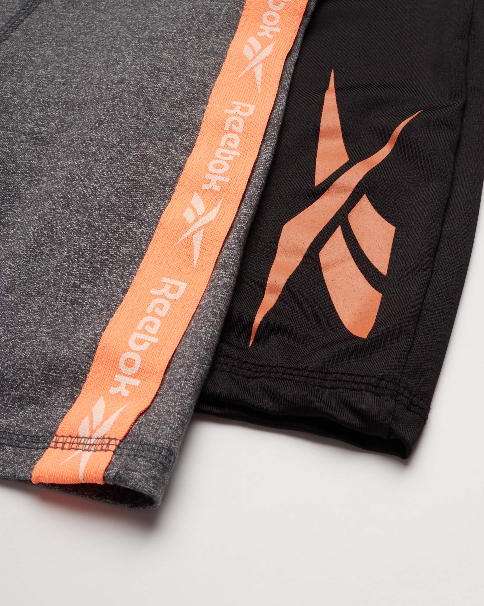 Reebok Girls Athletic Bike Shorts - Long Length Workout Running Shorts (2 Pack), Size Small, Black/Dark Heather Grey, Size Small (7), Black/Dark Heather Grey