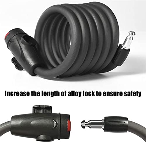 UPPVTE Mountain Bicycle Lock,Reflective Lock Alloy Lock with Lock Frame Bronze Key MTB Wire Lock Bicycle Accessories Anti-Theft Lock (Color : Black, Size : 1.2m)