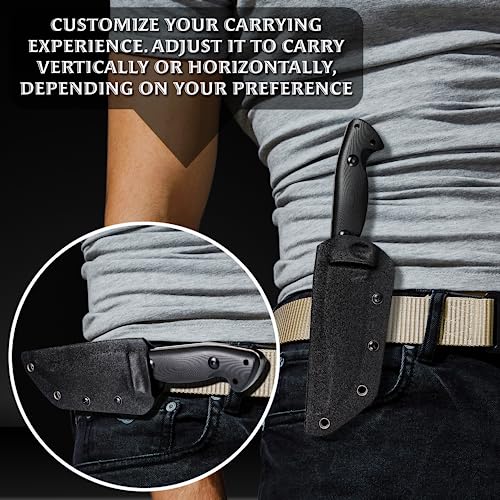 OERLA TAC OLK-033RD Outdoor Knife Fixed Blade Camping Hunting Survival Field Knife 420HC Full Tang Steel with Kydex Sheath and EDC Tactical Belt Clip