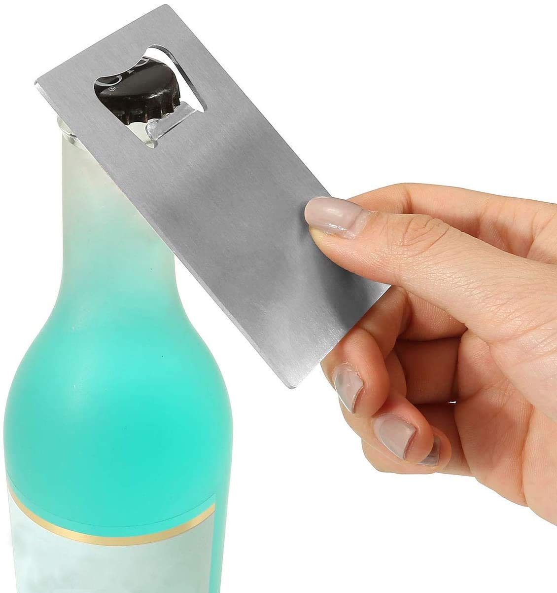 TOPTIE Custom 2 PCS Credit Card Bottle Opener, Laser Engrave Stainless Steel Beer Openers, Fits in Wallet