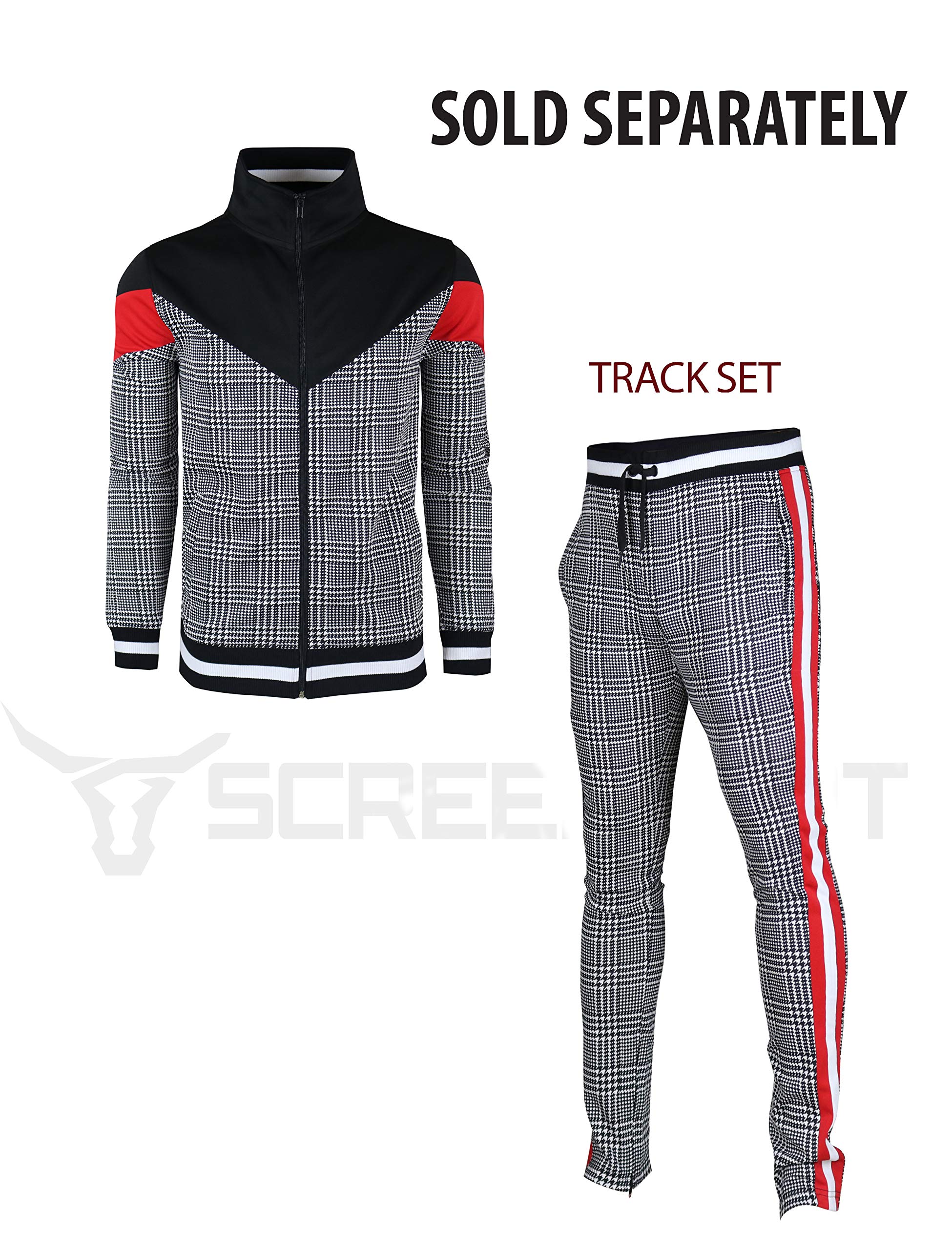 SCREENSHOT-P11004 Mens Hip Hop Premium Slim Fit Track Pants - Athletic Jogger Side Stripe Animal Pattern Print Bottoms-Black/Zebra-Large