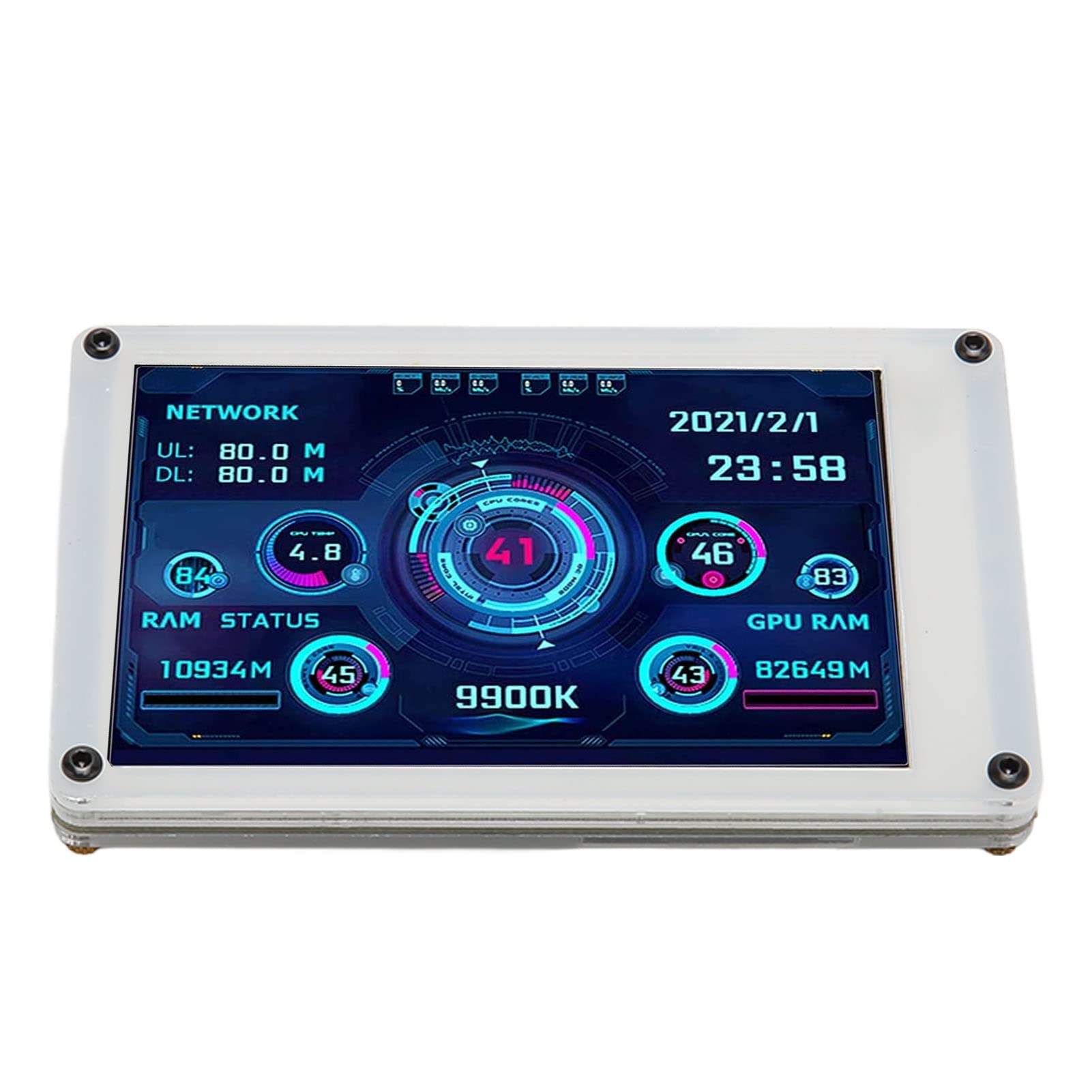 Zyyini 3.5 inch IPS USB Mini Screen, Computer Temp Monitor with Dimmable Theme Editor, PC CPU RAM HDD Data Monitor, Auto Off for GPU