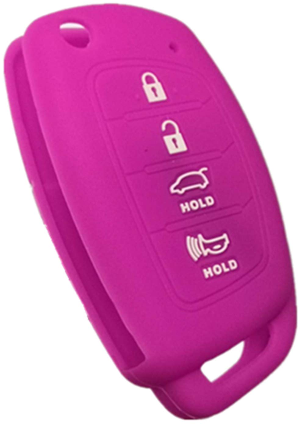 RUNZUIE 4 Buttons Silicone Flip Folding Remote Key Fob Cover Protector Shell Compatible with Hyundai Santa Fe Purple (Not Fit The Smart Key Fob)