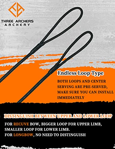 THREE ARCHERS Bowstring Replacement for Recurve Bow Dacron B-55 Bow String 12strands AMO 62 for Traditional Bow