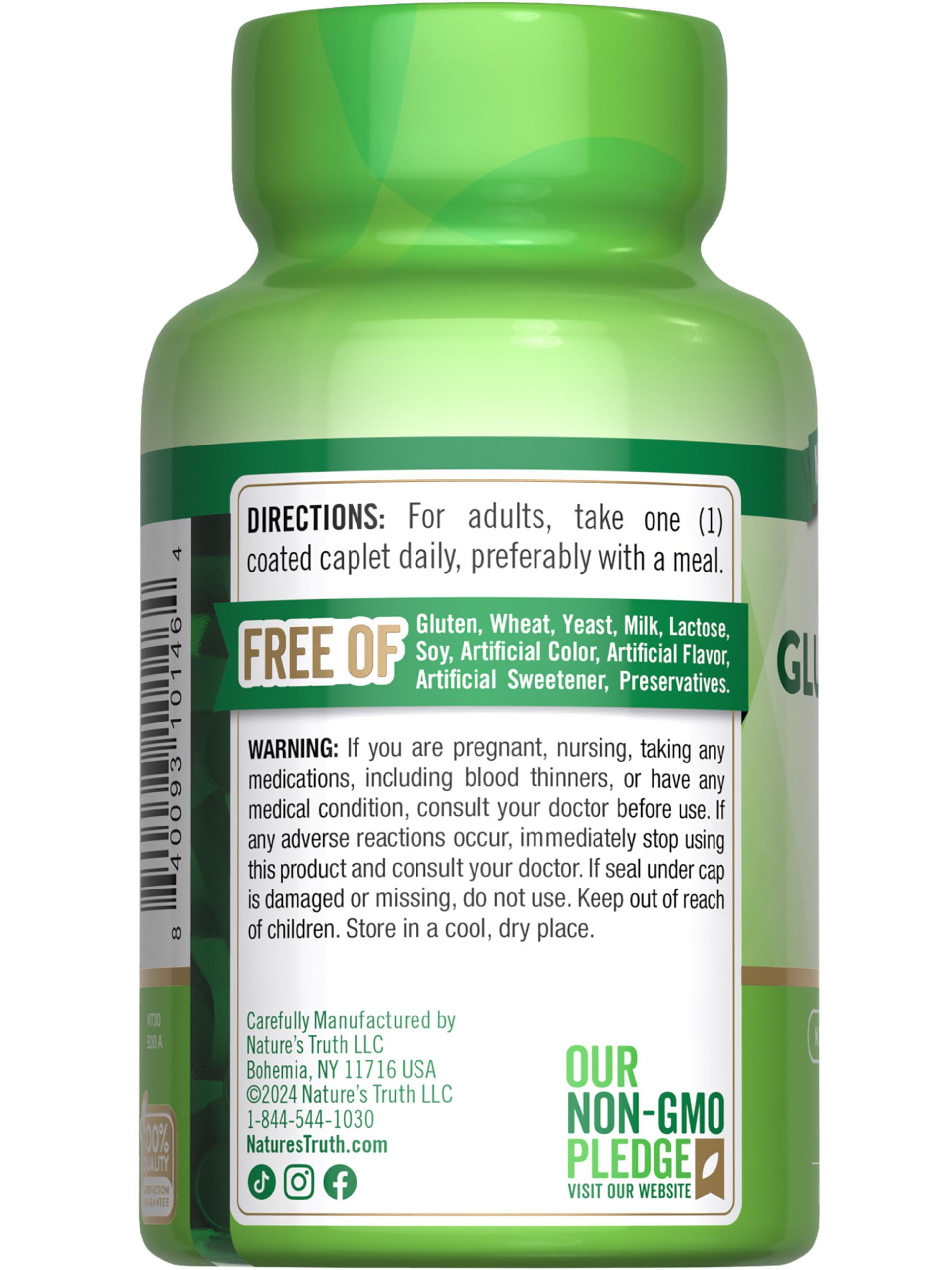 Nature's Truth Glucosamine HCI 1500mg | 60 Caplets | Mega Strength Supplement | Non-GMO & Gluten Free Supplement