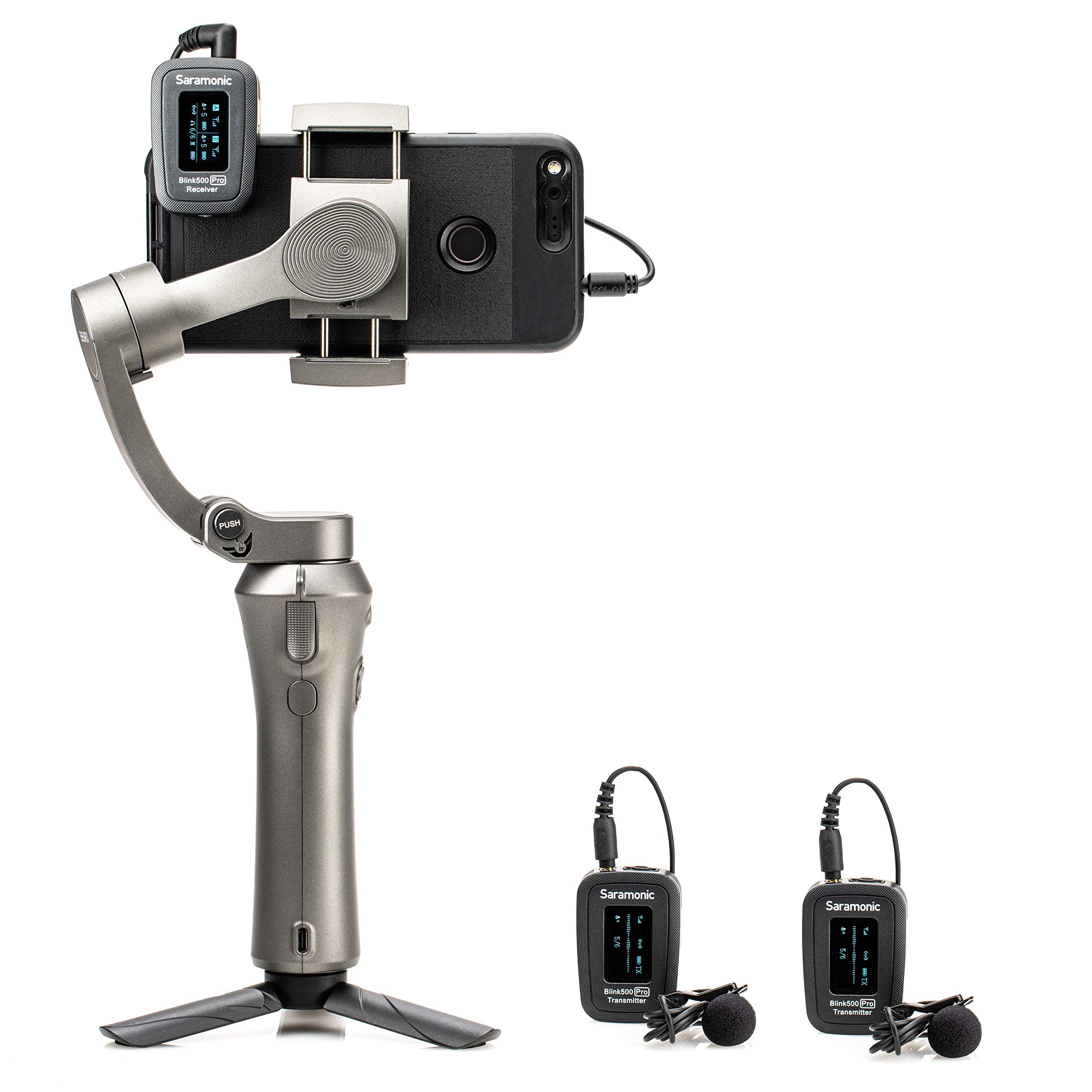 Saramonic Advanced 2.4 GHz 2-Person Wireless Clip-On Microphone System with Lavaliers for Cameras, Mobile Devices and More (Blink 500 Pro B2), Black,2X TX - TRS/TRRS, BLINK500PROB2
