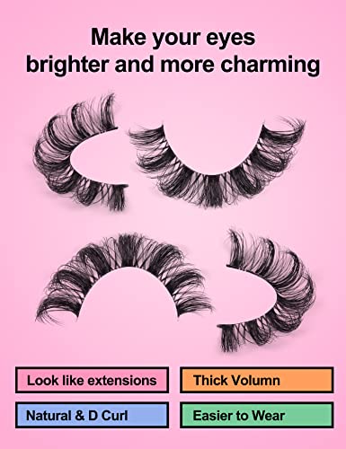 Russian Strip Lashes D Curl Fluffy False Eyelashes Wispy Fake Lashes Thick Volume Reusable Eyelashes Pack 9 Pairs by wtvane