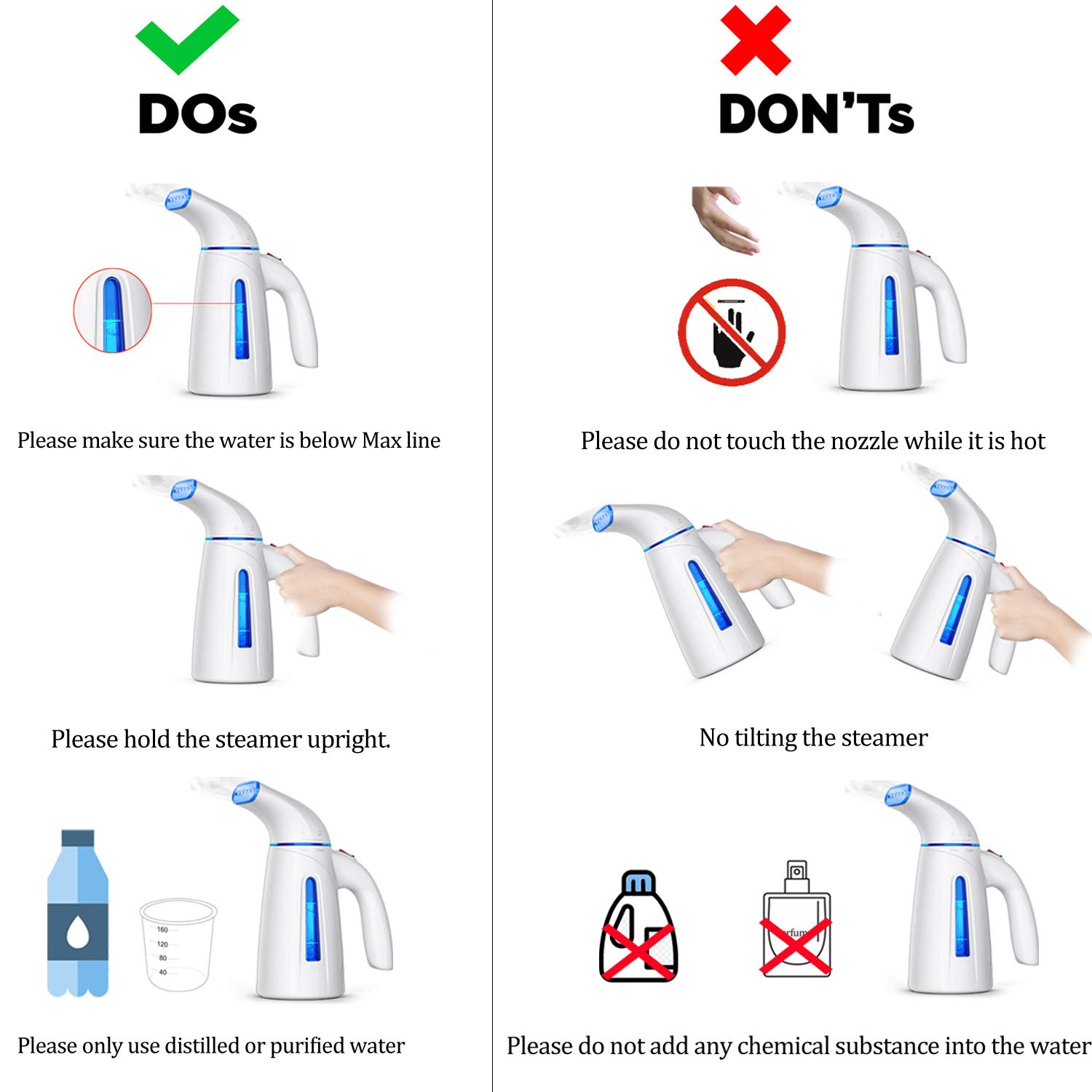 OGHom Steamer for Clothes Steamer, Handheld Garment Steamer 240ml Portable Clothing Steam Iron