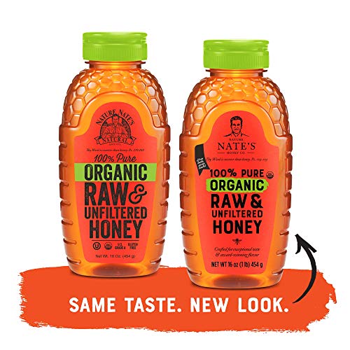 Nate's Organic 100% Pure, Raw & Unfiltered Honey - USDA Certified Organic - 16oz. Squeeze Bottle