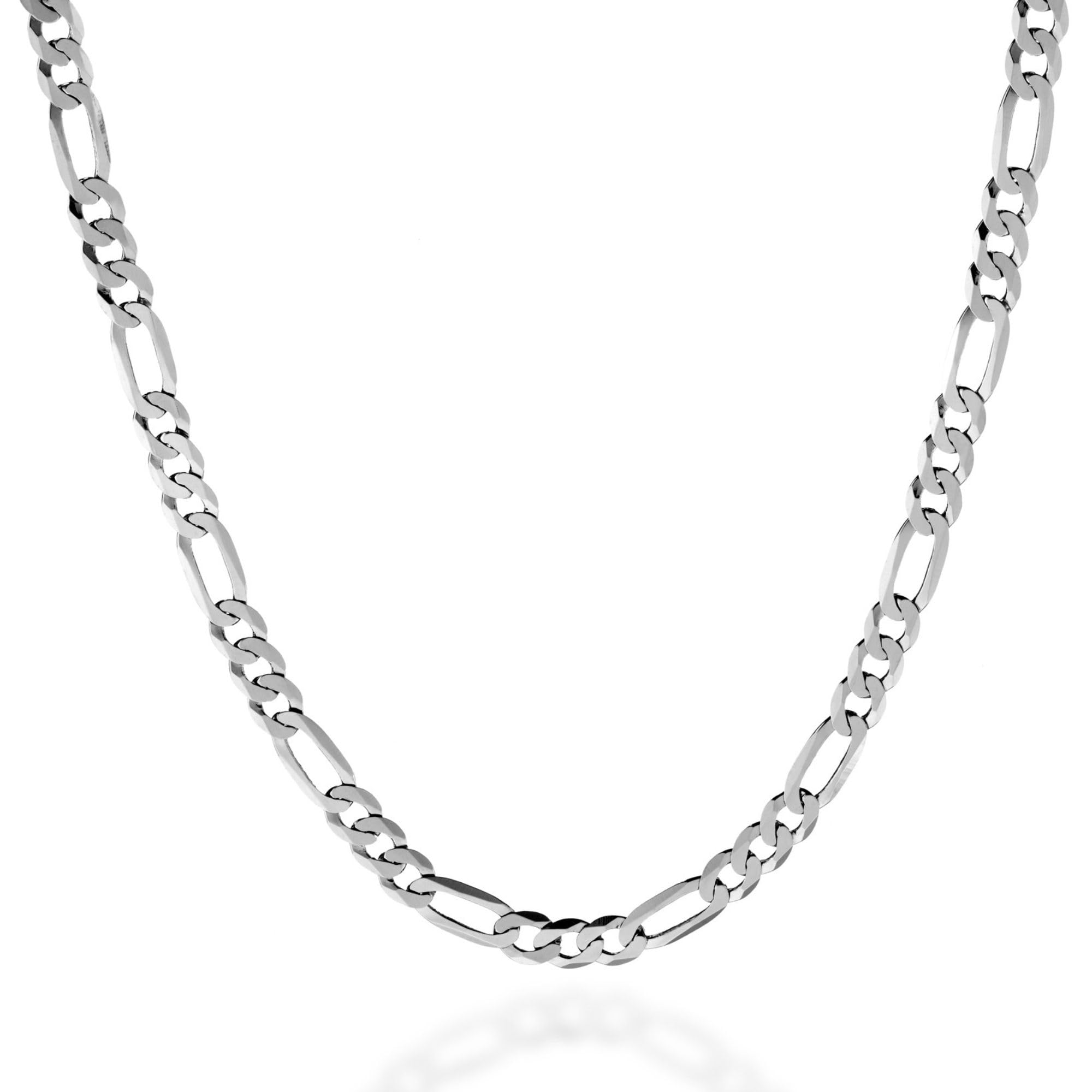 QUADRI - Certified Made in Italy 925 Sterling Silver 5mm Figaro Link Chain Necklace 20 Inchs