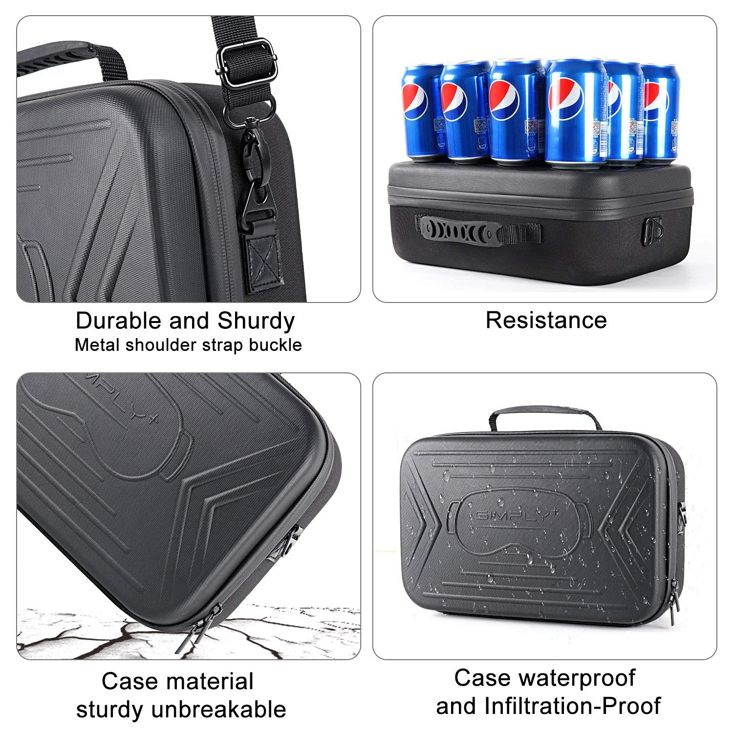 SIMPLY + Travel Case for Oculus Quest 2 /Elite Head Strap/Halo Strap Carrying VR Gaming Headset, Hard Storage Bag Go, Touch Controllers Accessories, 13*9*5.1 inches (Renewed)