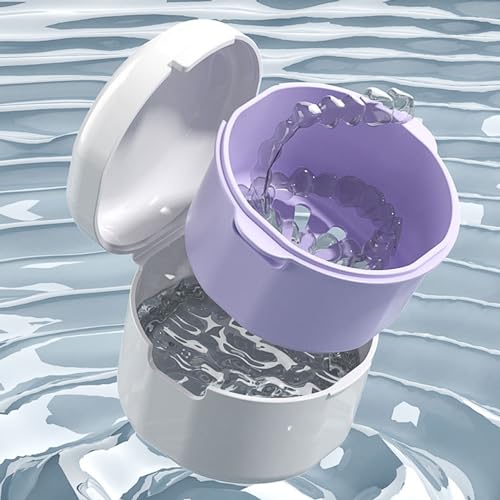 Portable Denture Retainer Case with Double Layer Design for Deep Cleaning and Storage - Food Grade Plastic