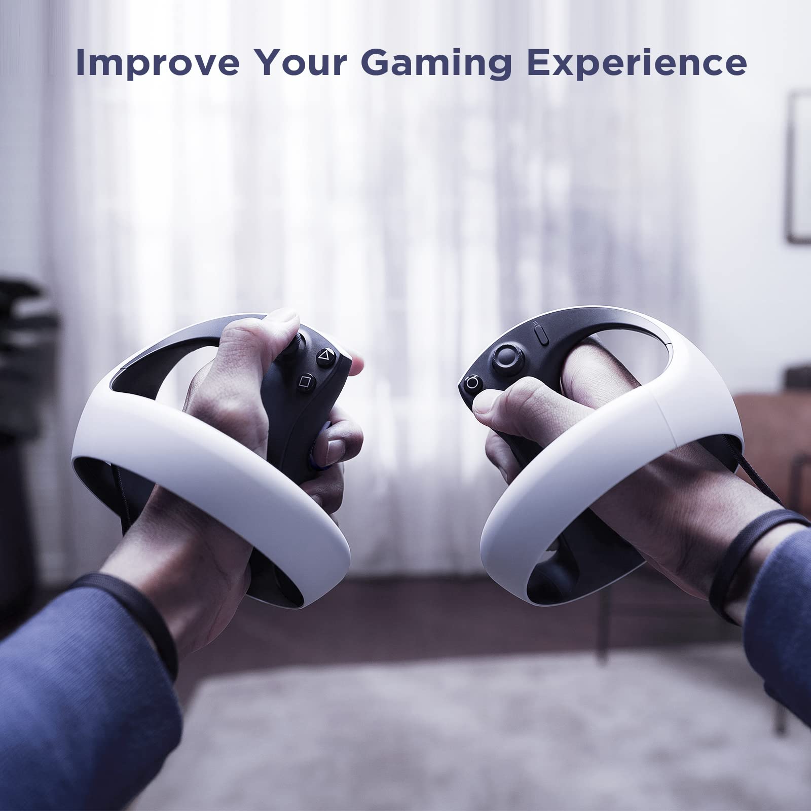 TiMOVO Lens Protector & Controller Silicone Pads for PS VR2, Controller Accessories Lens Dust Cover Soft Protective Cap Reusable Silicone Patch for Gamepad for PlayStation VR2, Black and White