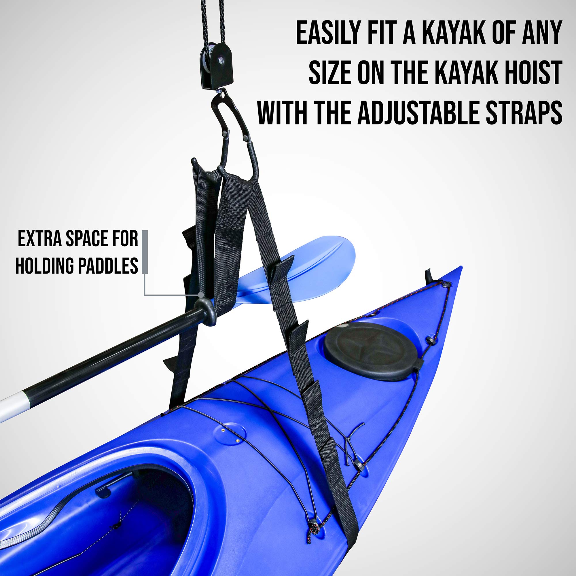 RaxGo Kayak Wall Hanger, Heavy Duty Wall Mounted Kayak Storage Rack Hooks for Kayak’s & Canoe’s, Indoor, Outdoor, Garage, Adjustable Length