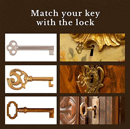 Nickel Plated Miniature Chest, Box Lock or Necklace Skeleton Key for Antique Furniture | KY-11