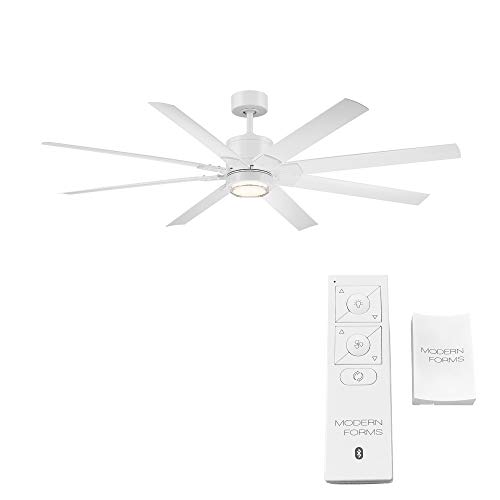 Renegade Smart Indoor and Outdoor 8-Blade Ceiling Fan 52in Matte White with 3000K LED Light Kit and Remote Control worksworks with Alexa and iOS or Android App