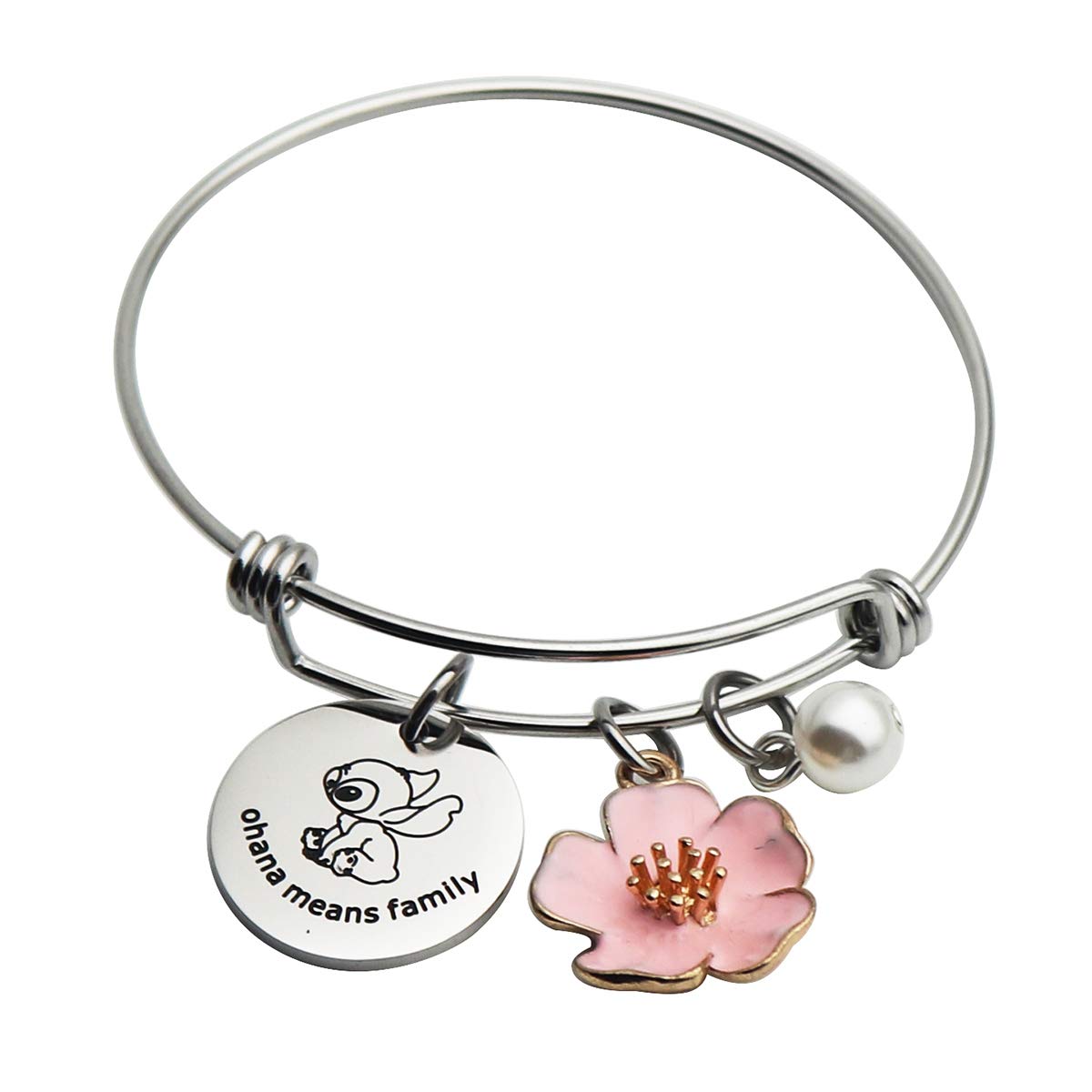 Ohana Means Family Bracelet Family Member Gift Hawaiian Bracelet Ohana Charm Bracelet Ohana Necklace for Women (Ohana means family)