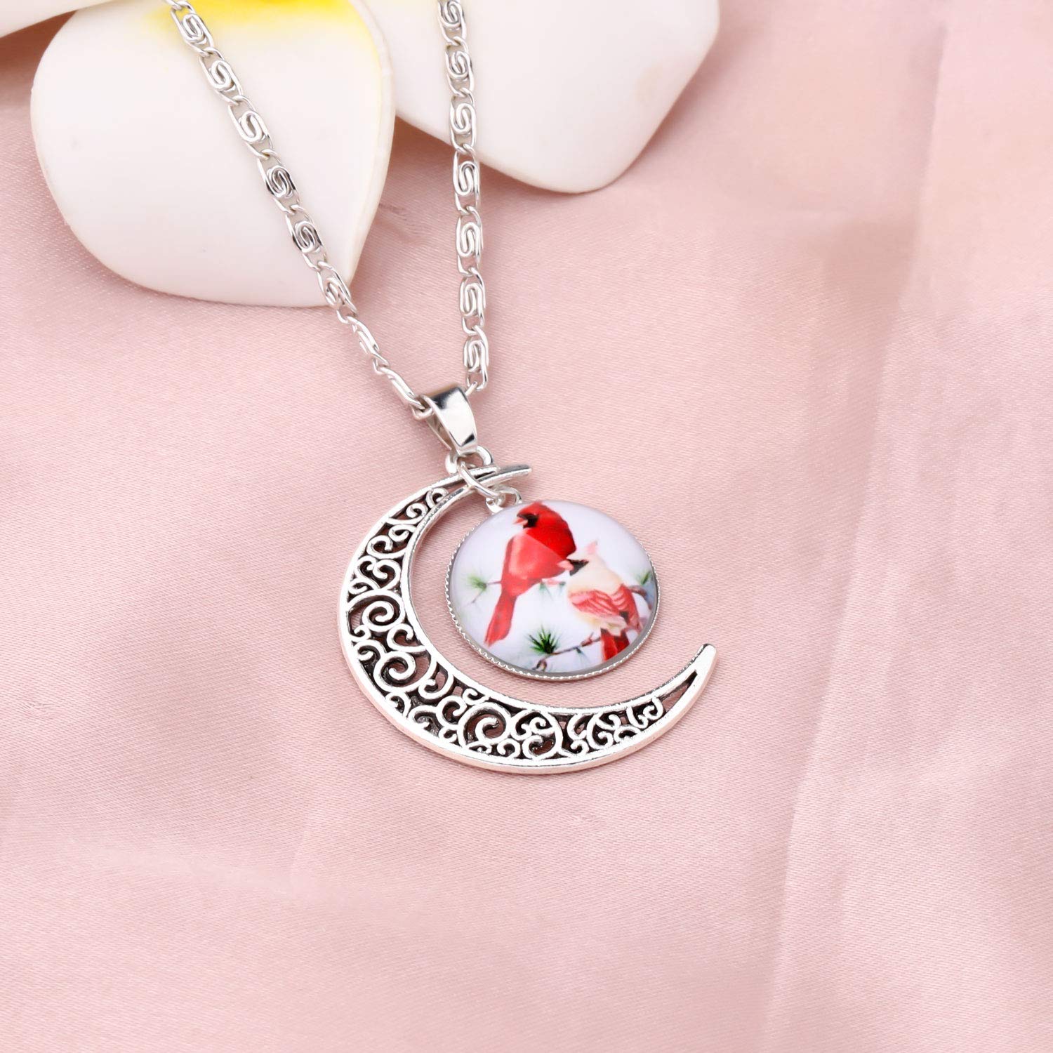 SEIRAA Vintage Cardinal Bird Necklace Sympathy Bereavement Keepsake Gift Cardinal Red Bird Necklace (Cardinal Bird Necklace)