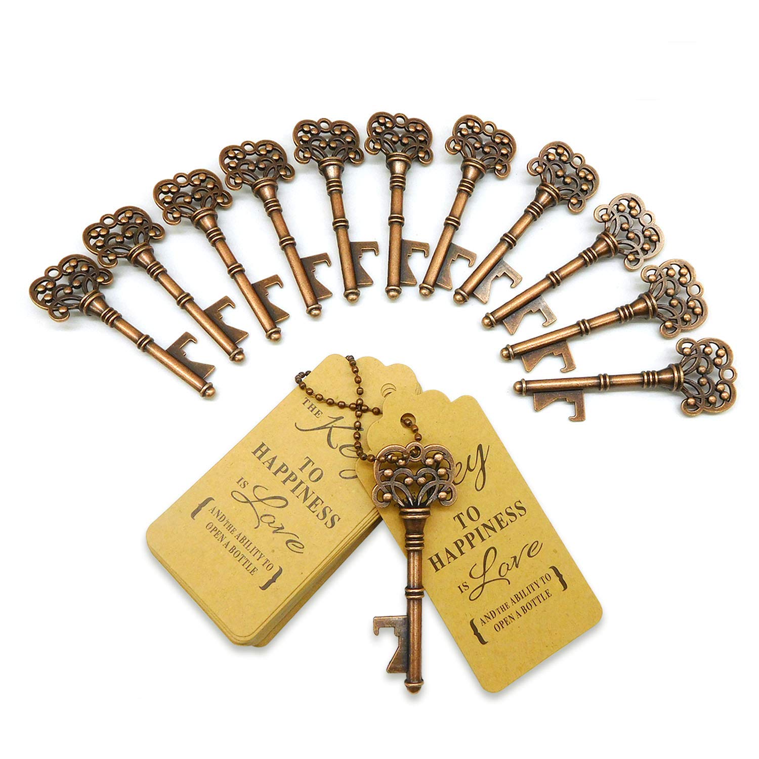 Wedding Favors Key Bottle Opener with Tag, Vintage Skeleton Key Bottle Opener for Wedding Party Favor (50 Pcs)
