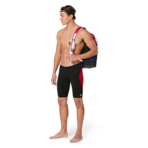 Speedo Men's Standard Swimsuit Jammer Endurance+ Printed Team Colors, Galactic Red, 34