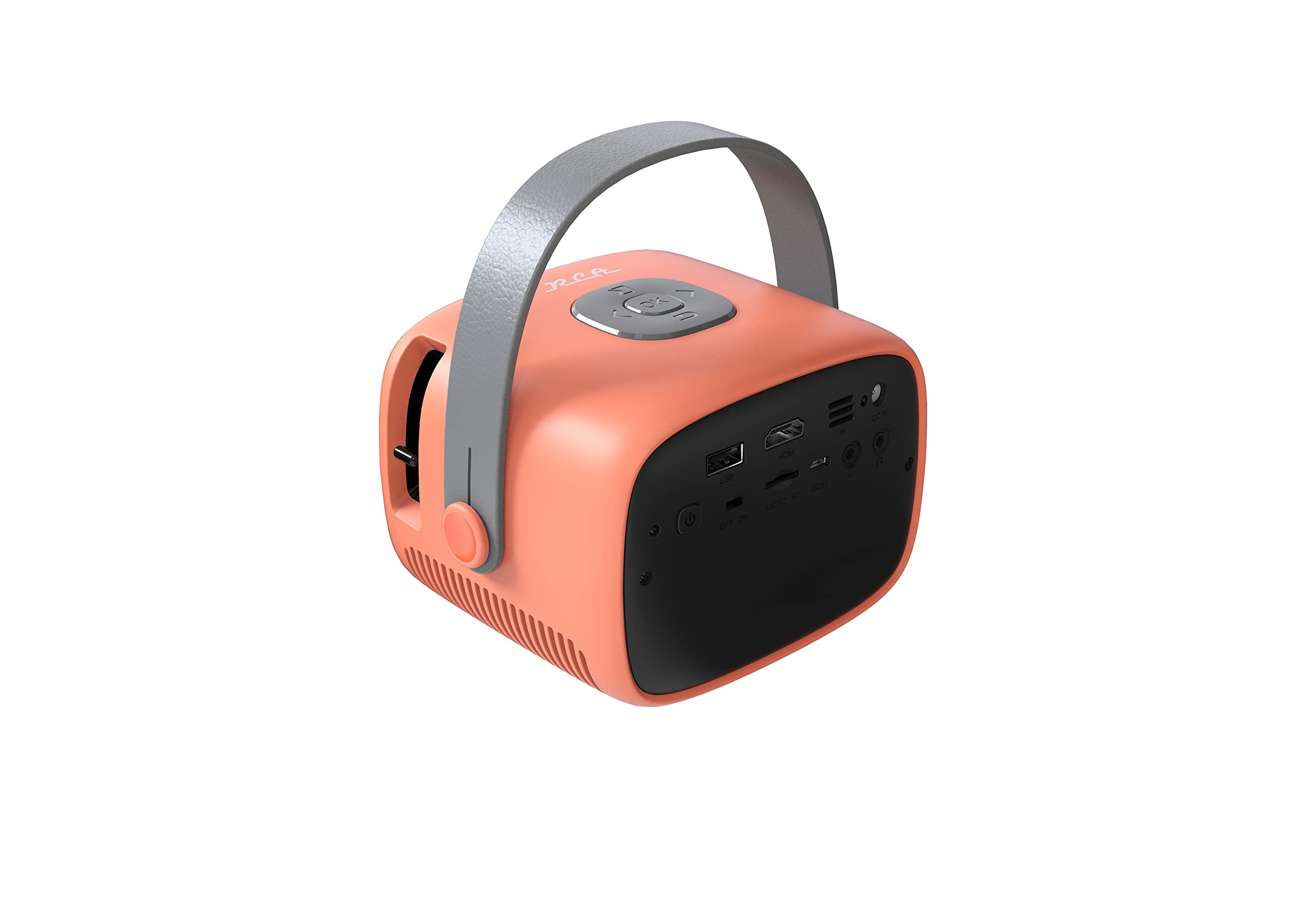 RCA RPJ264 Portable Home Theater Projector - Premium Quality - White Brightness - Projector Compatible with PC, TV Box, PS4- HDMI/USB/VGA- (Coral)