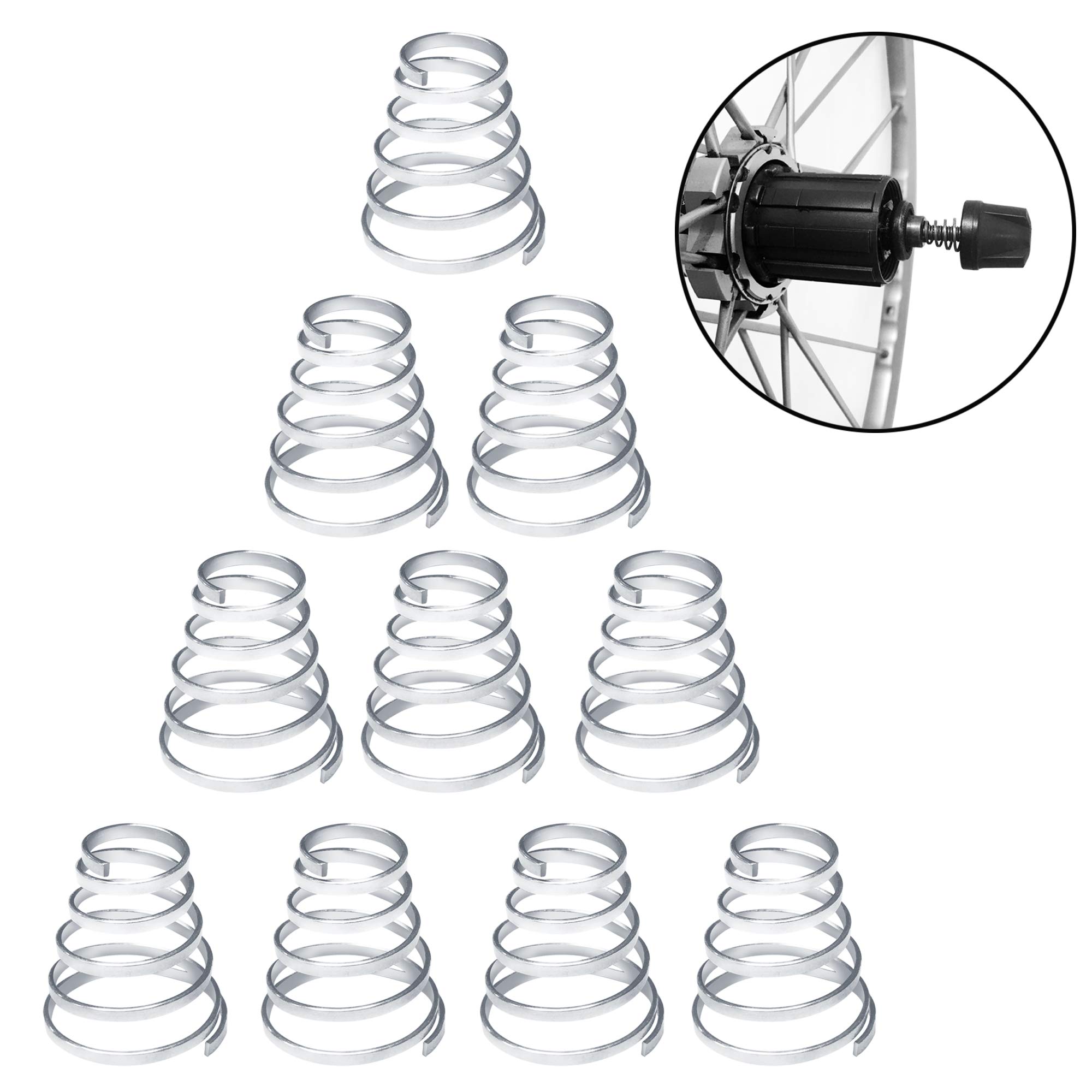 RealiNice 9mm Quick Release Skewer Stainless Steel Springs 10 pcs for Road Bicycle Mountain Bike Trainer Machine and Professional Wheel Parts Replacement